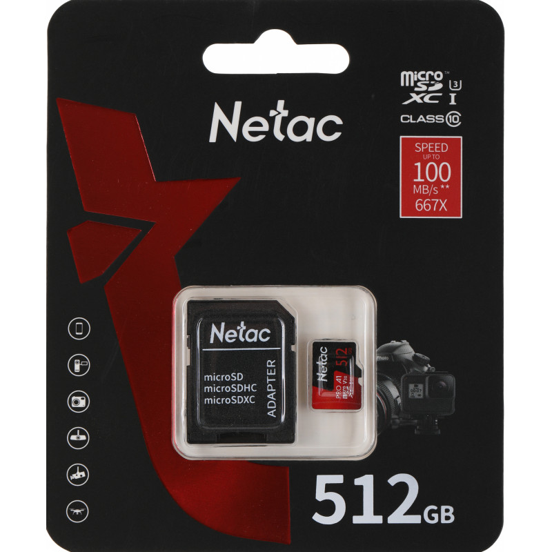 Купить Флеш карта microSDXC 512GB Netac NT02P500PRO-512G-R P500 Extreme ...